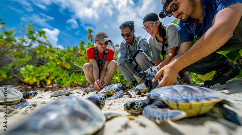 Hispanic Woman and Indian Man Among Scientists Monitoring Sea Turtle ...