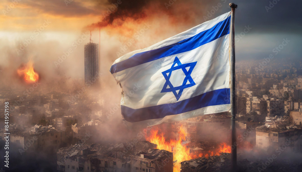 Israeli flag against scenic backdrop. Symbolizes patriotism, identity ...