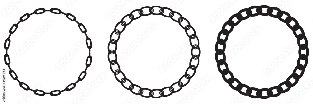 Vector illustration of chain pattern set of braided ropes in white ...