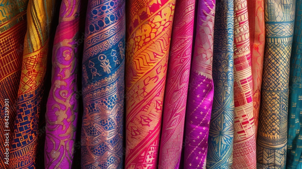Colorful Sari Design Patterns for Textile Printing Mixing Texture ...