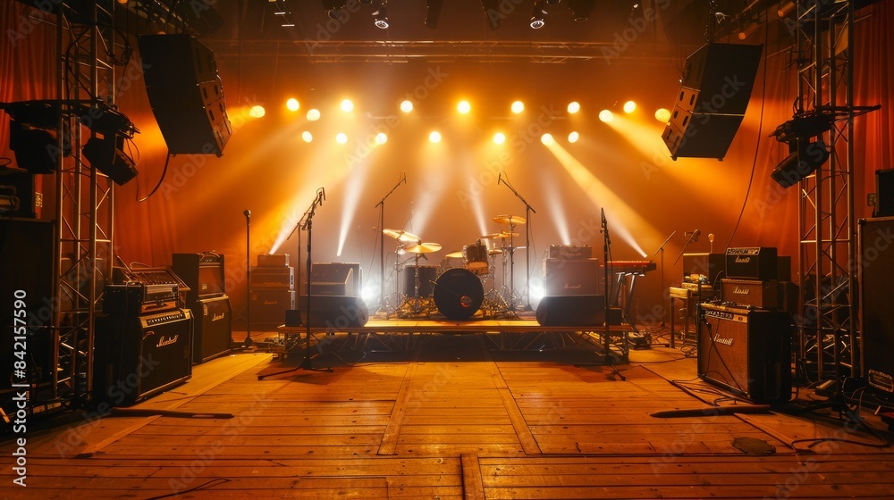 Live stage production taking place in a center stage venue. Lighting ...