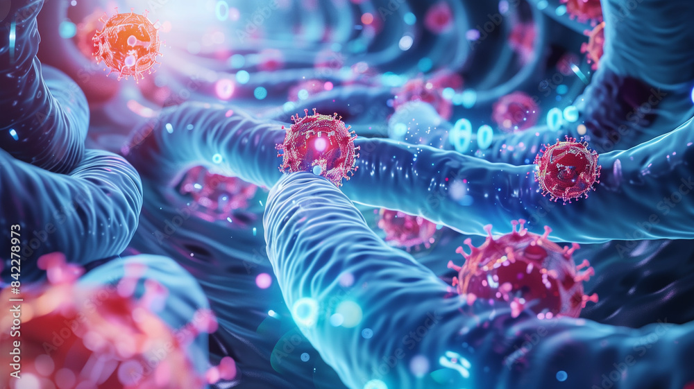 Holographic concept of colon cancer display, showing the stages of ...