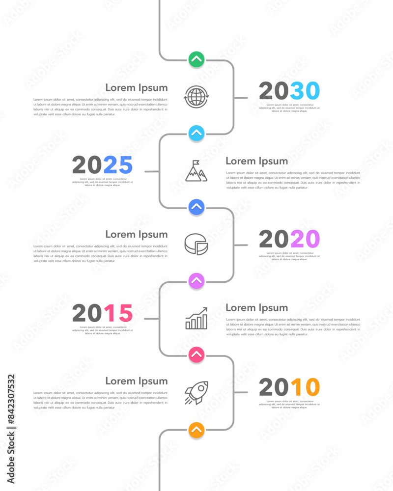 Vetor Infographic timeline of 5 important events in business vertical ...