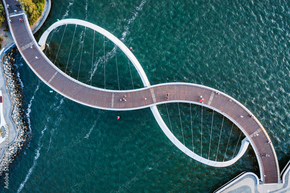Aerial view of Elizabeth Quay Bridge, Perth, Western Australia ...