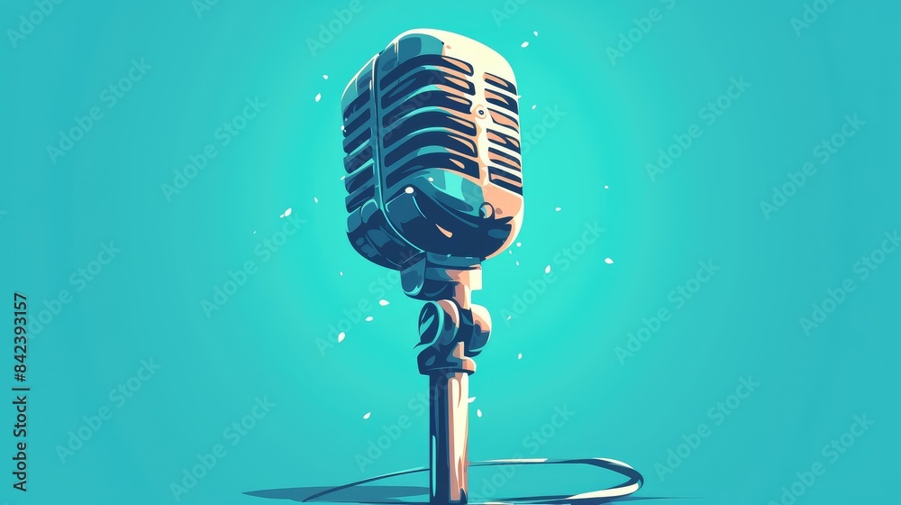 Illustration of a microphone icon in 2d format This flat cartoon style ...