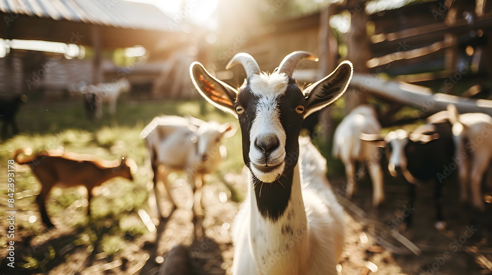 Goat Portrait Farm Animal Sunlight Rustic Outdoor Countryside Livestock ...