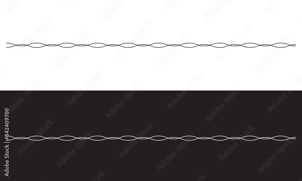Border frame wavy line divider, geometric shape element, horizontal ...