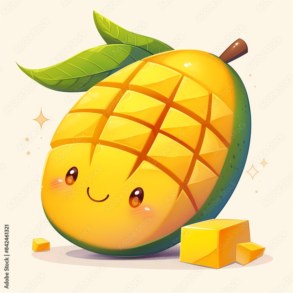 cartoon character clipart drawing of a mango on an isolated white ...