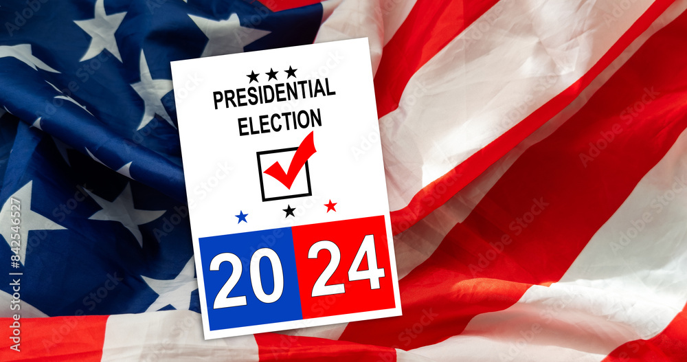 Politics and voting concept. Presidential election 2024 text on white ...