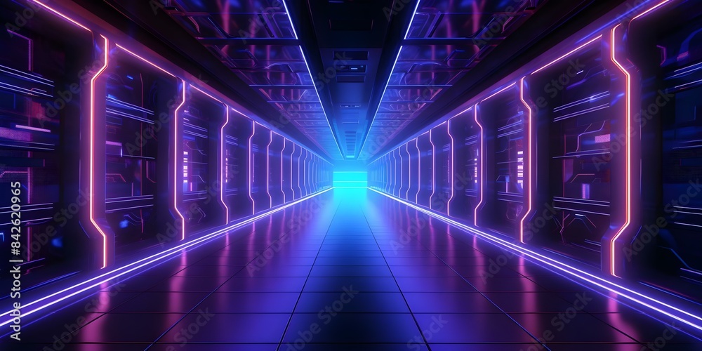Futuristic Data Center Cyber Neon clipart for secure network server projects. Concept Futuristic ...