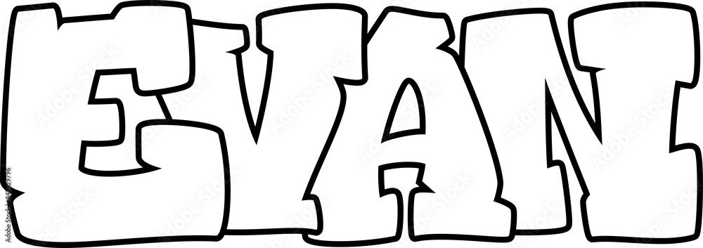 EVAN Graffiti Name, street art urban wall tag style font, sticker ...