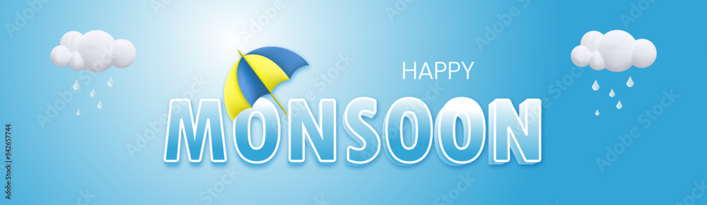 Monsoon Season background, banner and poster design vector illustration ...