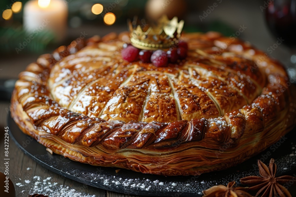 Galette des Rois A traditional Galette des Rois with a golden, flaky ...
