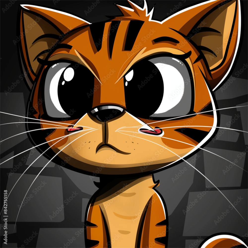 Expressive Tiger Cat in cartoon style Stock Illustration | Adobe Stock