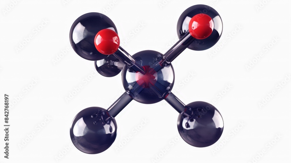Create an image of a methane molecule (CH4) with a central carbon atom ...
