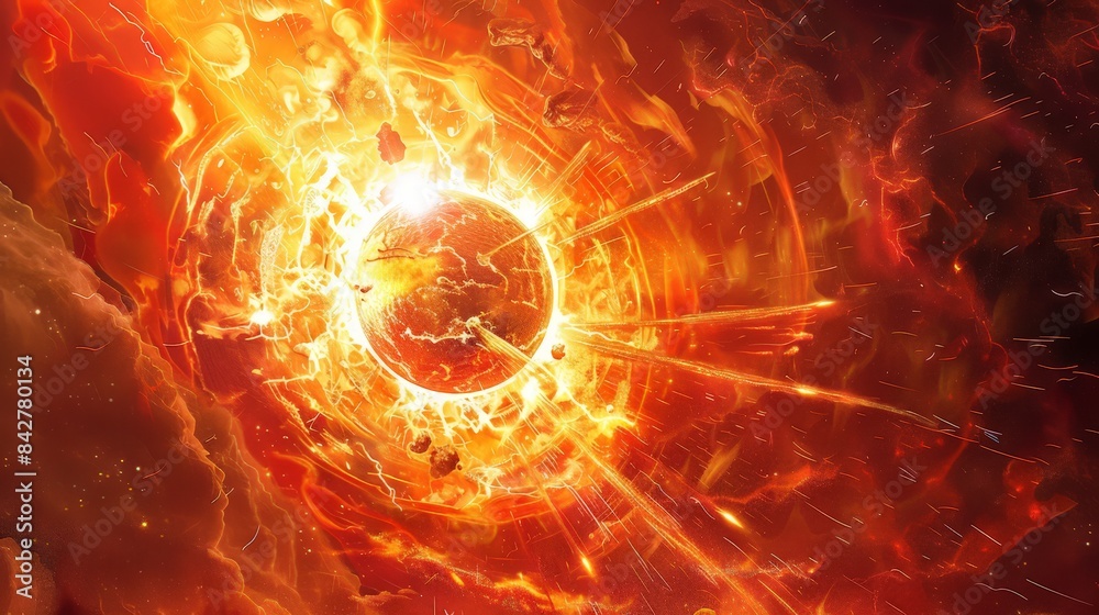 Stock-Illustration „Illustrate a scene of atomic fusion inside a star ...