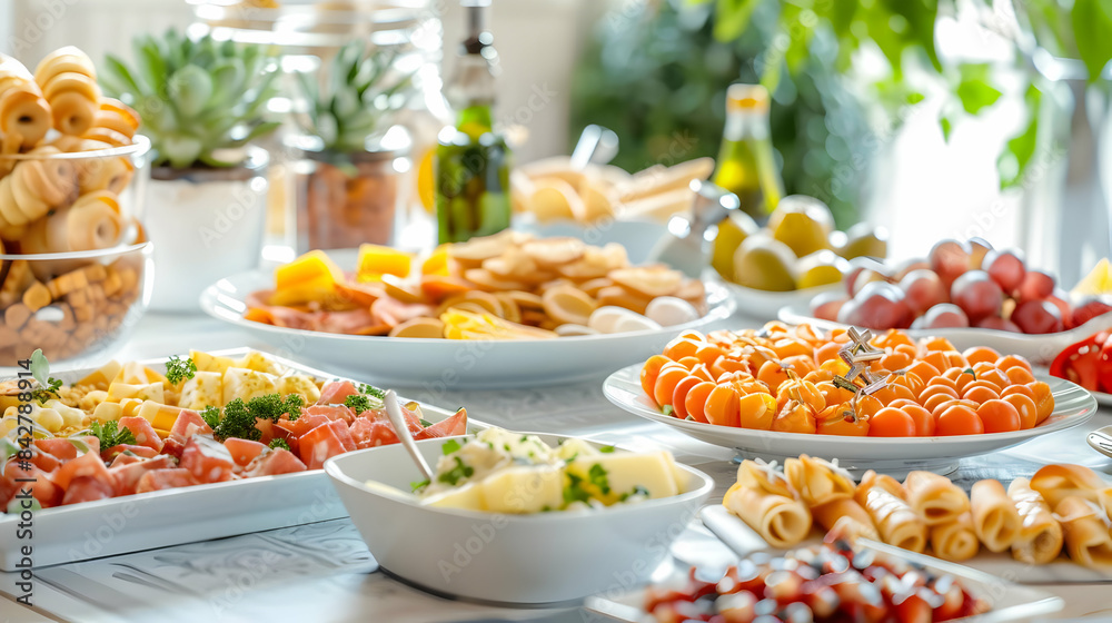 Table with cold snacks and refreshments for business meeting Stock ...