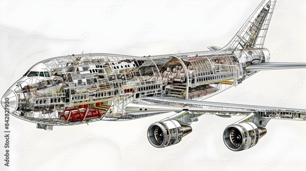 Comprehensive Cross Section Diagram of a Commercial Passenger Airplane ...