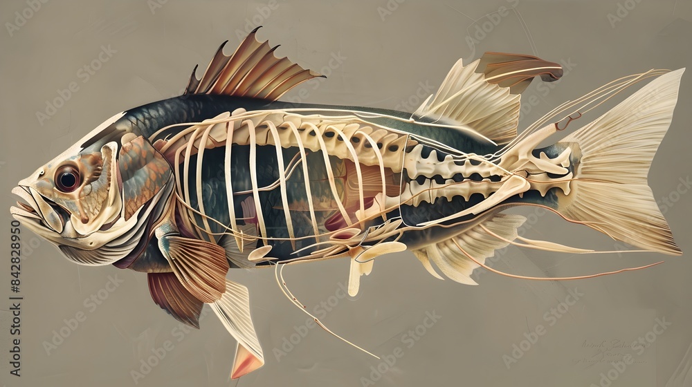 Cutaway of Animal Internal Anatomy and Skeletal Structure Stock ...