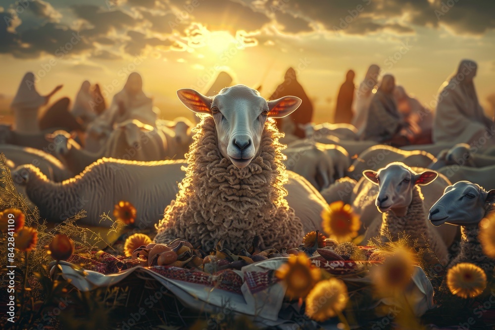 Generative AI-created UHD 4K image of an Islamic Feast of Sacrifice ...