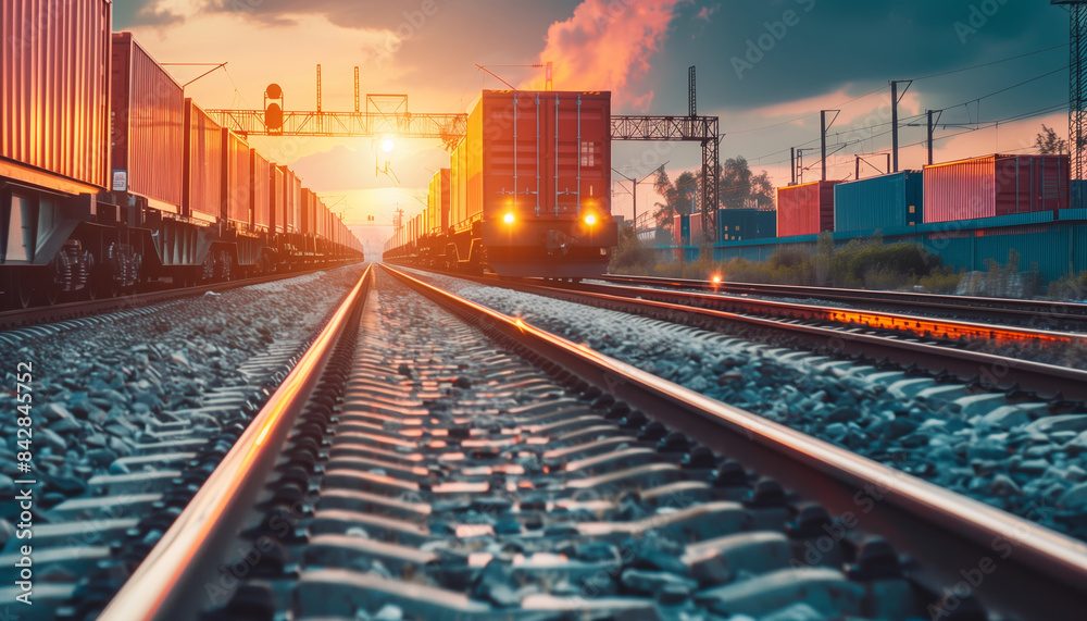 Global Business Of Container Cargo Freight Train For Business Logistics ...