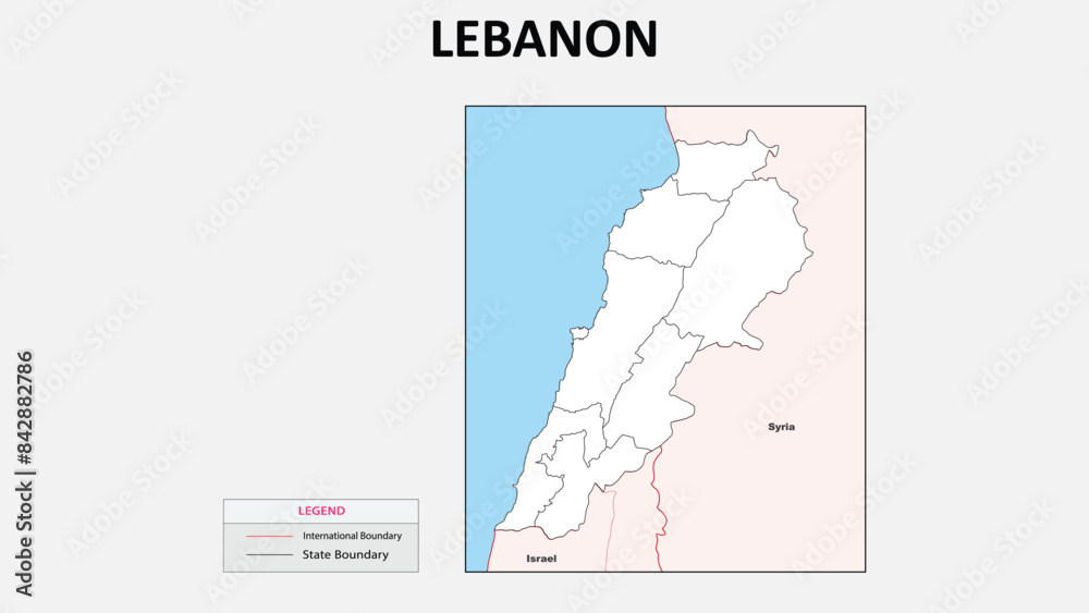 Lebanon Map. States map of Lebanon. Political map of Lebanon with ...