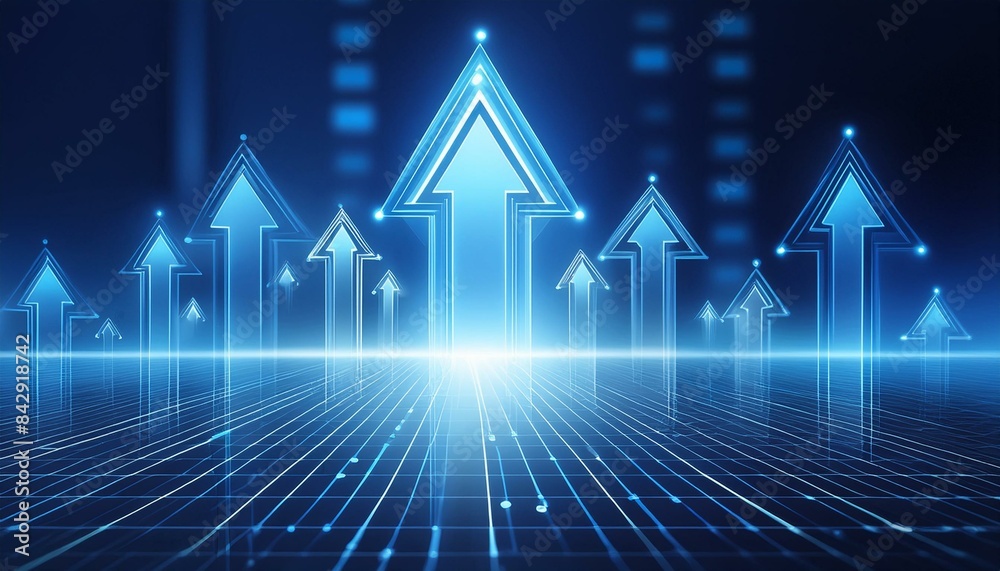 Futuristic raise arrow chart digital transformation abstract technology background Big data ...