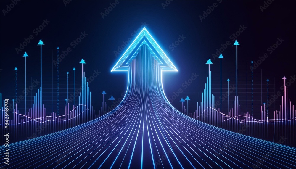 Futuristic raise arrow chart digital transformation abstract technology background. Big data ...