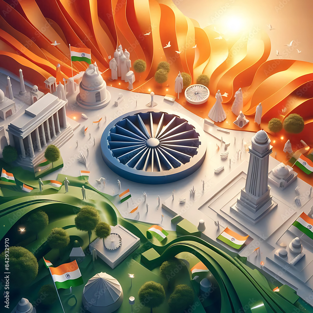 15th August 76th Independence Day of India on with Tricolor Indian flag ...