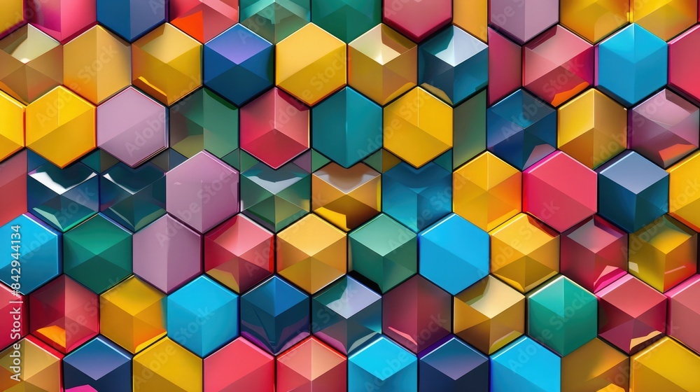 Bright primary colors in a high resolution abstract 3D geometric ...