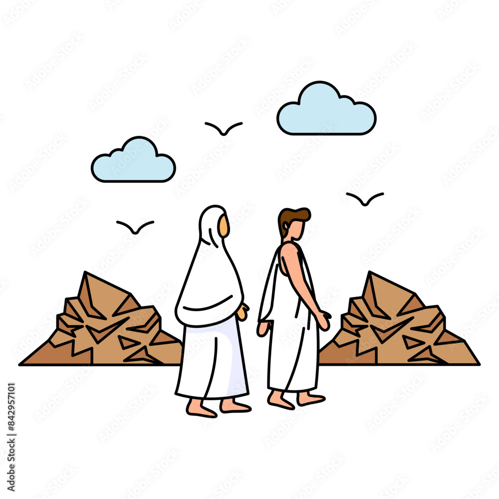 Pilgrimage moving to Mina concept, Person Wearing Ihram for Umrah ...