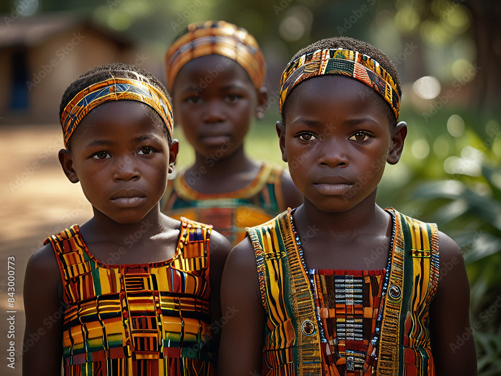 Ghanaian Children in Traditional Kente Cloth Stock Photo | Adobe Stock