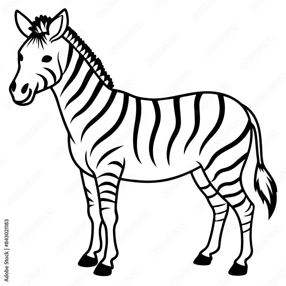 zebra cartoon line art outline coloring page nursery room decor ...
