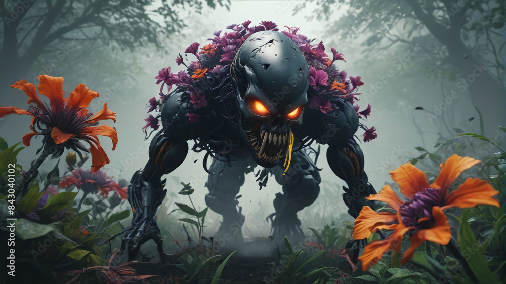 Under the cover of fog, the menacing flowers open their venomous petals ...