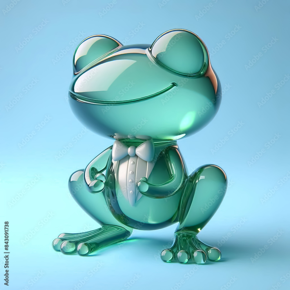 3D glass frog cartoon on lake background. Funny illustration of wild ...