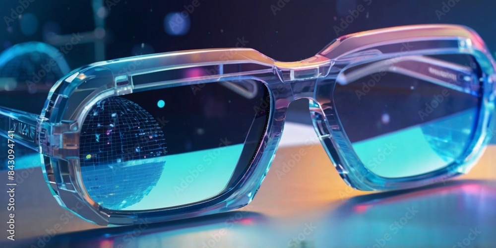 seamless background featuring AR glasses, interactive holograms, and ...