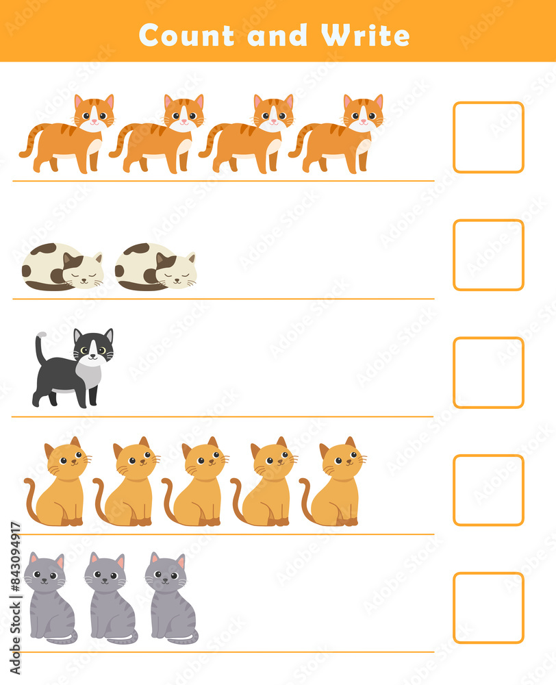 Count and write numbers 1-5. Counting objects worksheet for kids ...