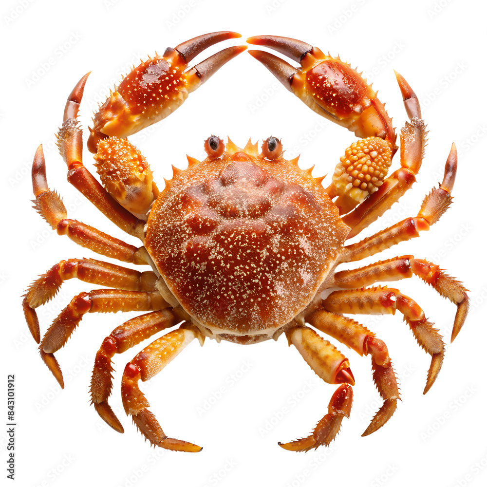 pom pom crab against a isolated background. The crab has a round ...