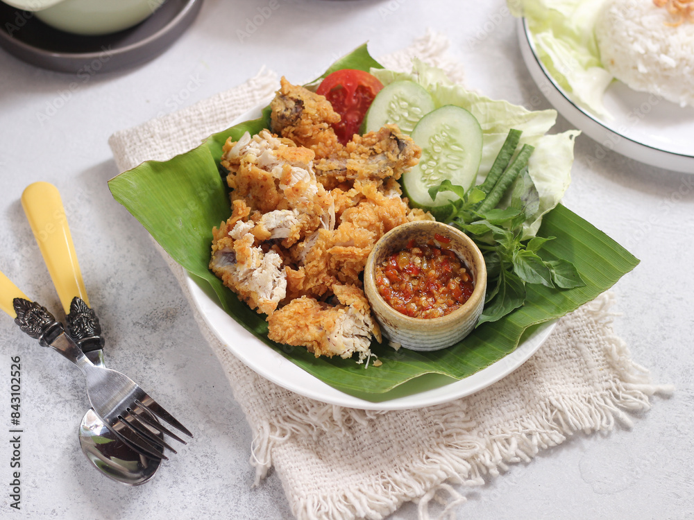 Ayam Geprek Indonesian Food crispy fried chicken with hot and spicy ...