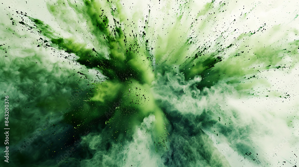 a burst of green color against a white background. The pattern ...