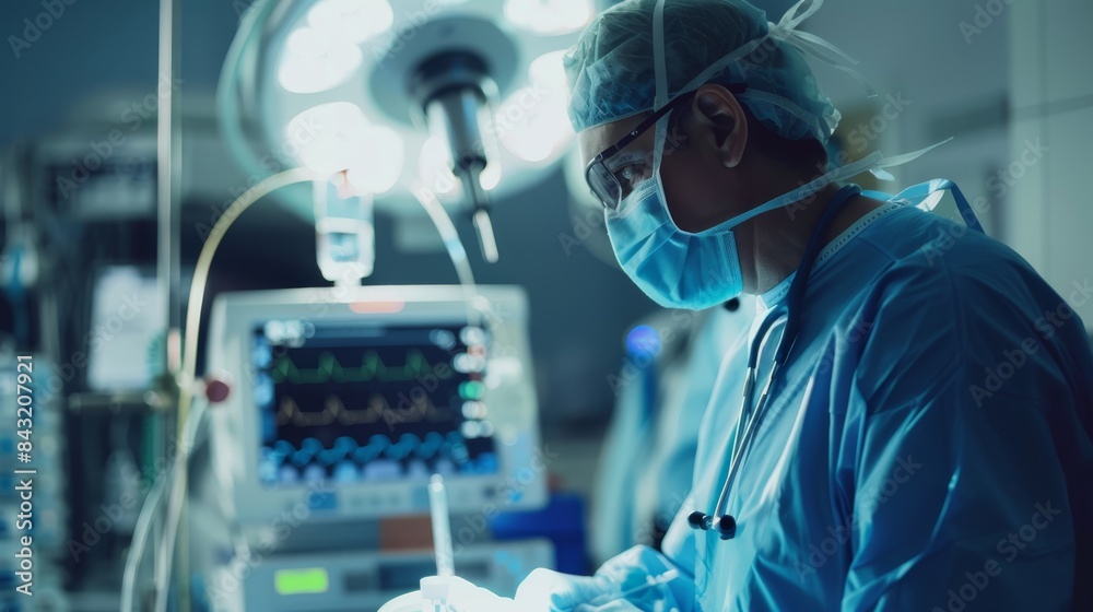 Anesthesiologist checking anesthesia gas levels ,cinematic Stock Photo ...