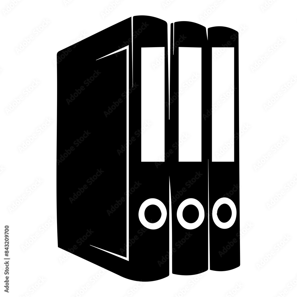 Black and white outline icon of three binders, showing a simple and ...