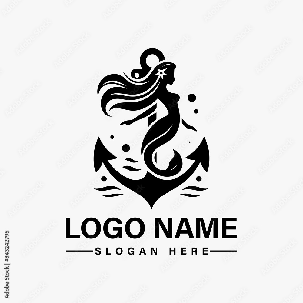 Mermaid Anchor Vector Logo Stock Vector Adobe Stock