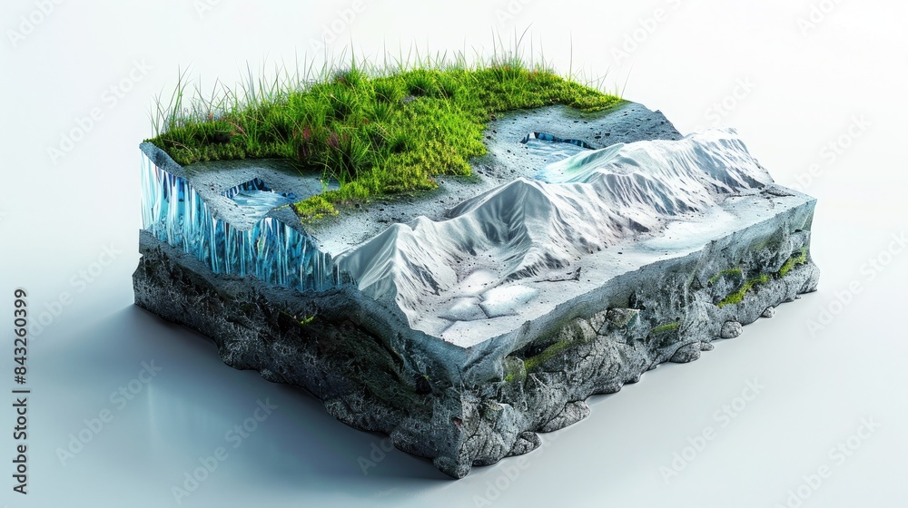 Ilustración de Stock Arctic Tundra Isometric View with Permafrost Cross ...
