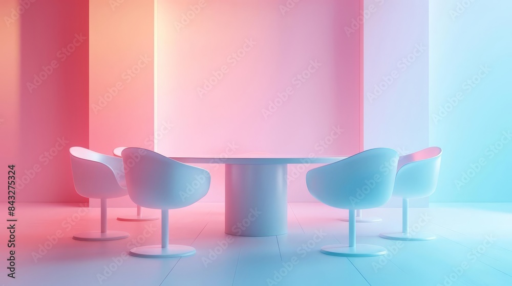 Conference table icon 3d blender pastel color Abstract background with ...