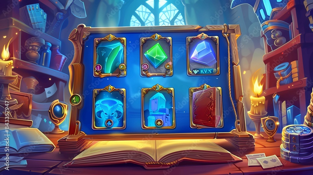 A UI design for a mobile card game, Generative AI illustratiosn. Stock ...