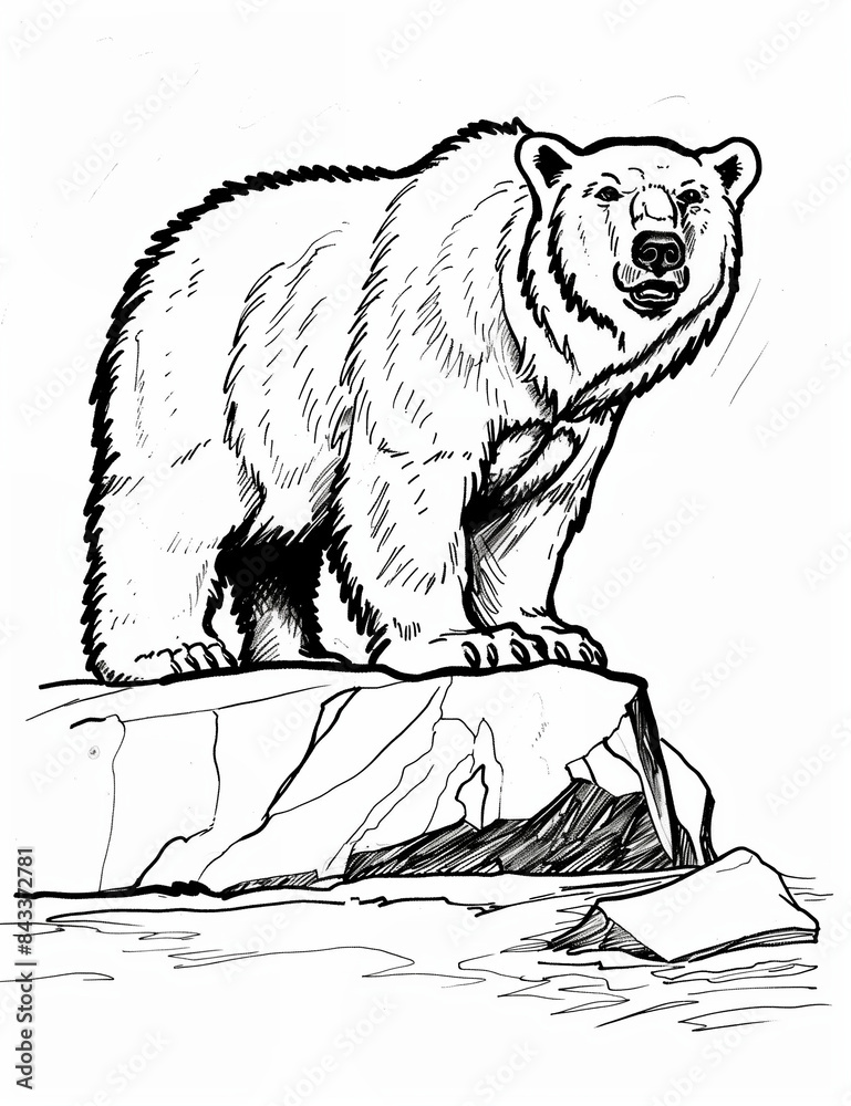 Polar Bear in the Snow: Line Art Coloring Page - Intricate Patterns to ...