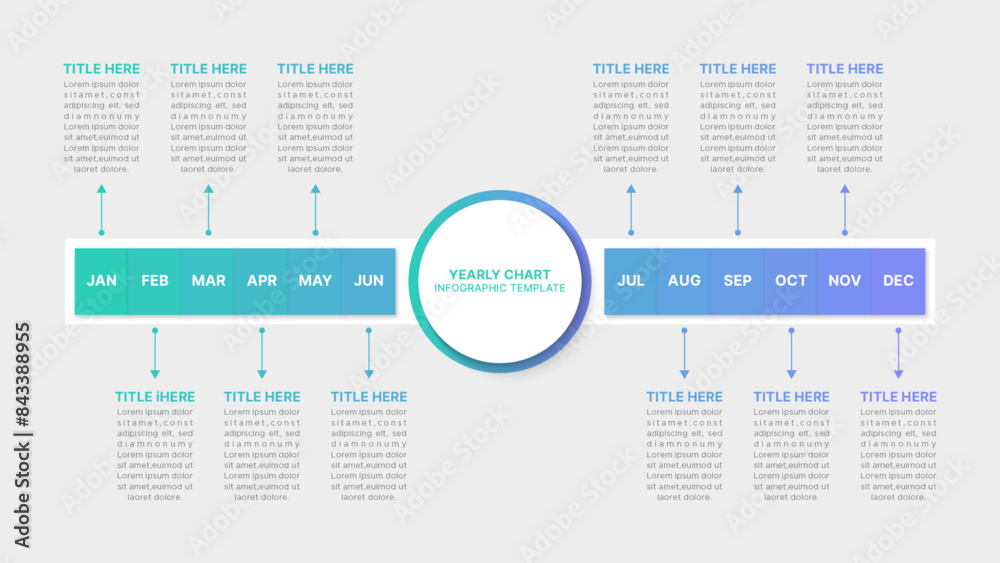 Yearly Timeline Circle Infographic Design Template with 12 Periods ...