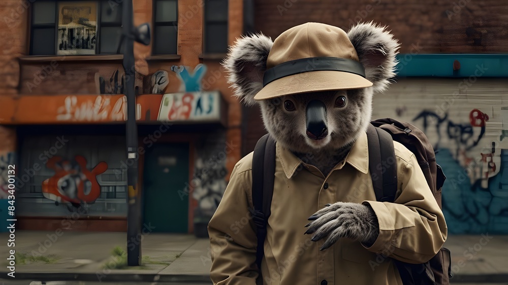 Meet the koala detective, sporting a classic beige gabardine Sherlock ...