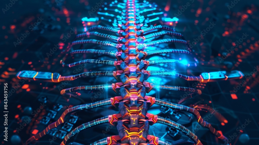 Cybernetic spine for support theme top view representing structural ...